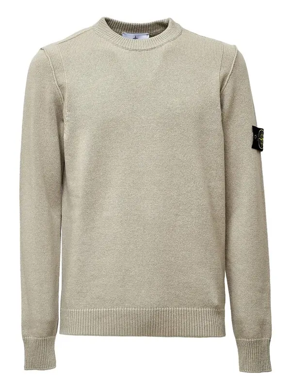 Stone Island Ribbed Wool Sweater With Reversed Shoulder Bands - Verde