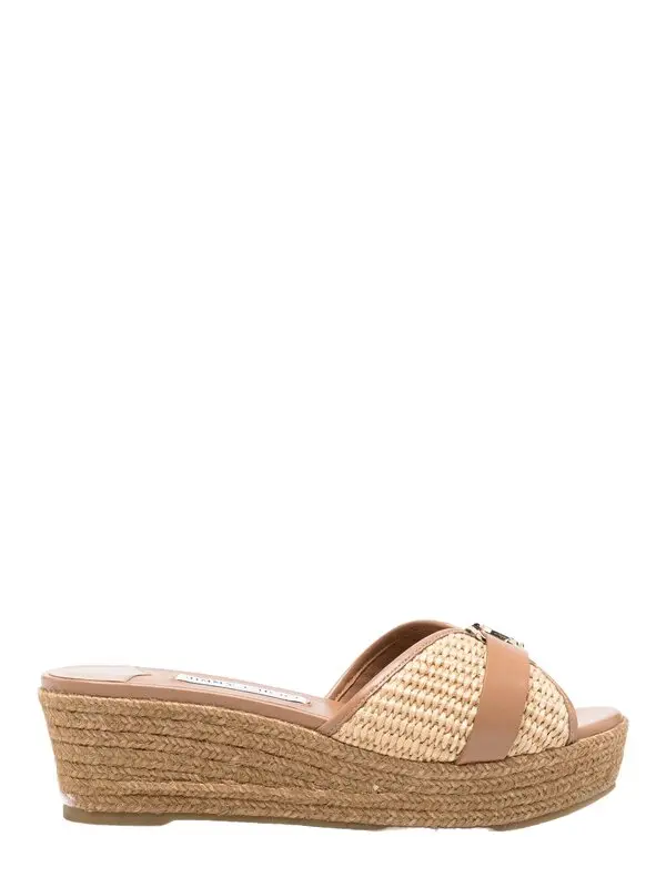 JIMMY CHOO Rope Wedge Sandals With Jc Hardware - Marrone
