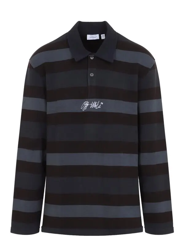 Off-White Stroke Logo Relaxed Long Sleeve Polo Shirt - Multicolour