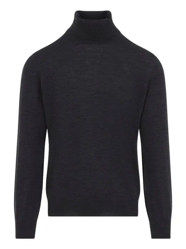 Brunello Cucinelli Wool Cashmere Turtleneck Sweater - Grey