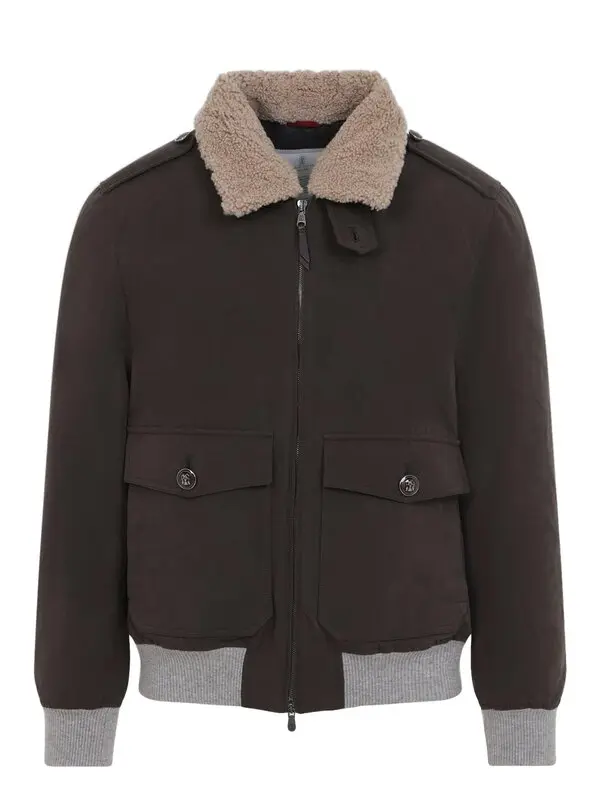 Brunello Cucinelli Water-resistant Cotton Blend Bomber Jacket - Brown