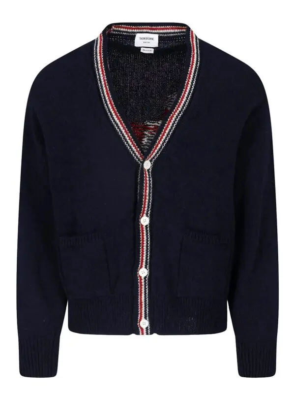 Thom Browne Merino Wool & Mohair Cardigan - Blue