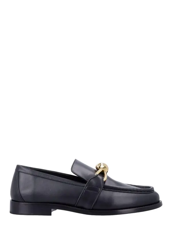 Bottega Veneta Astaire Lambskin Loafers With Metallic Knot Detail - Nero
