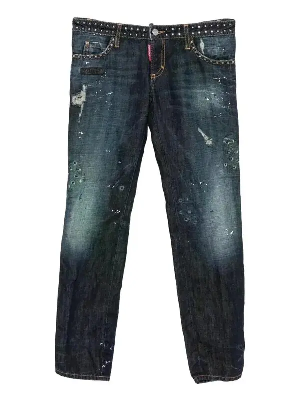 Dsquared2 Stud-embellished Distressed Jeans - Blue