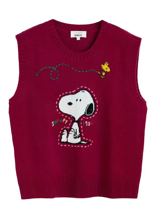 Chinti & Parker Snoopy Intarsia-knit Vest - Pink