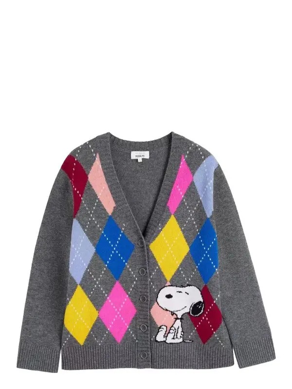 Chinti & Parker Snoopy Argyle Cardigan - Grey