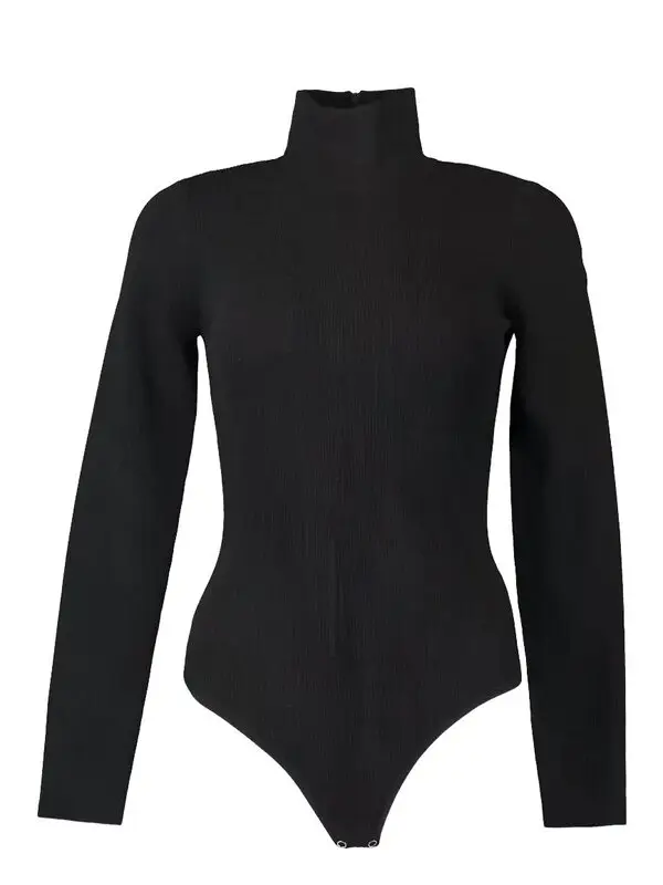 Michael Kors Ribbed Knit Turtleneck Bodysuit - Black