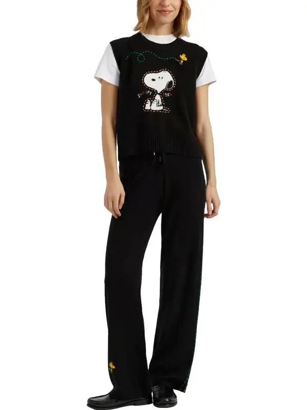Chinti & Parker Snoopy Intarsia-knit Sweater Vest - Black