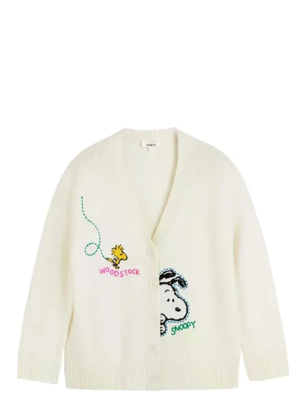 Chinti & Parker Embroidered V-neck Cardigan - Neutrals