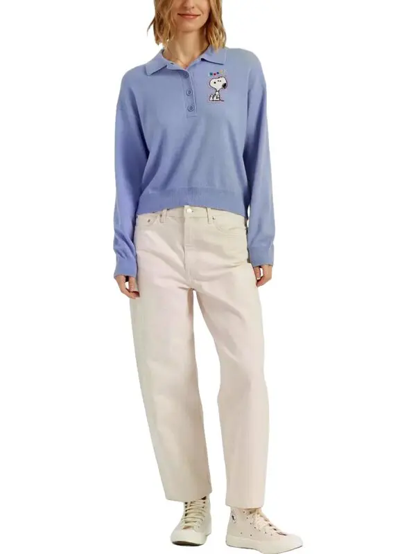 Chinti & Parker Snoopy Embroidered Polo Top - Blue