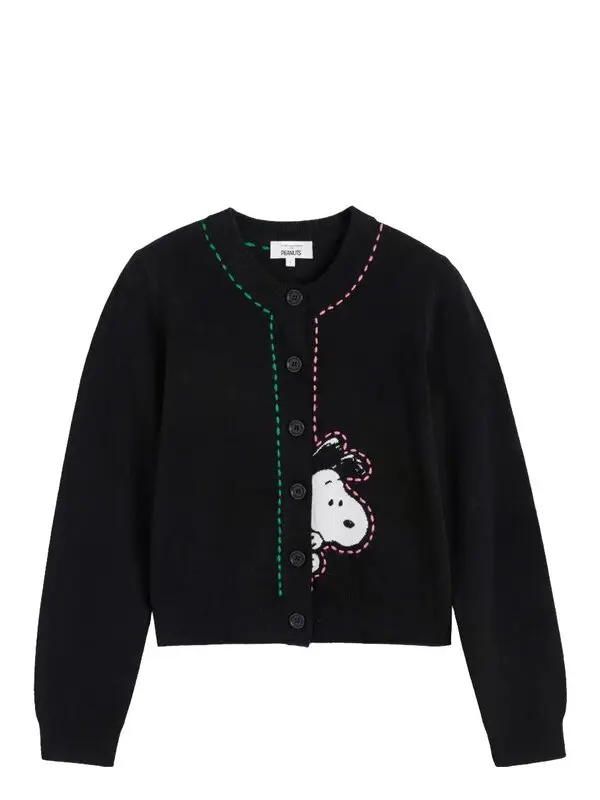 Chinti & Parker Snoopy Intarsia Cardigan - Black
