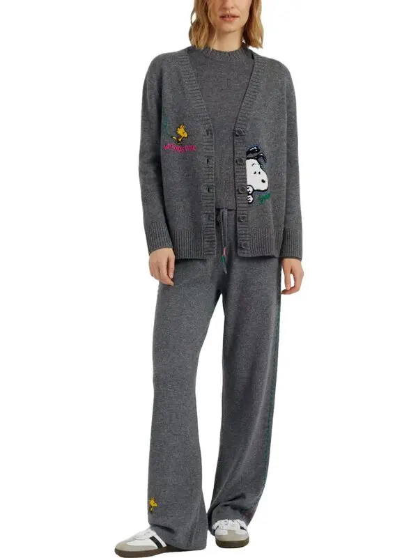 Chinti & Parker Snoopy Embroidered Cardigan - Grey