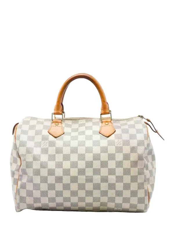 LOUIS VUITTON Damier Azur Speedy 30 Boston Bag - White