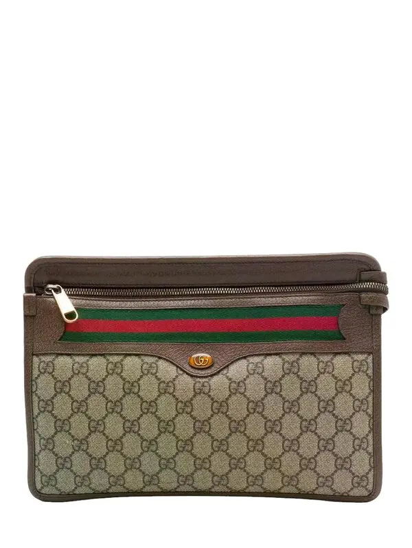 Gucci Gg Supreme Ophidia Clutch Bag - Neutrals