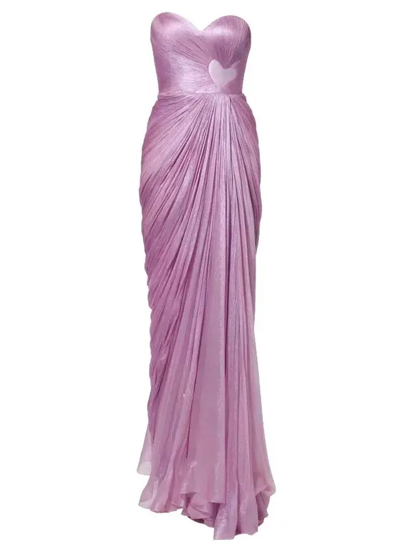 IRIS SERBAN Heart Draped Strapless Gown - Purple