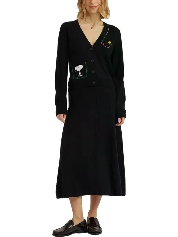 Chinti & Parker Snoopy Intarsia Cardigan - Black