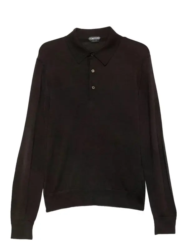 TOM FORD Long-sleeve Buttoned Polo Shirt - Brown