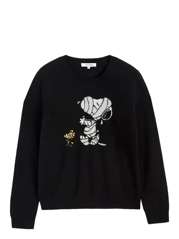 Chinti & Parker Intarsia Knit Snoopy Sweater - Black