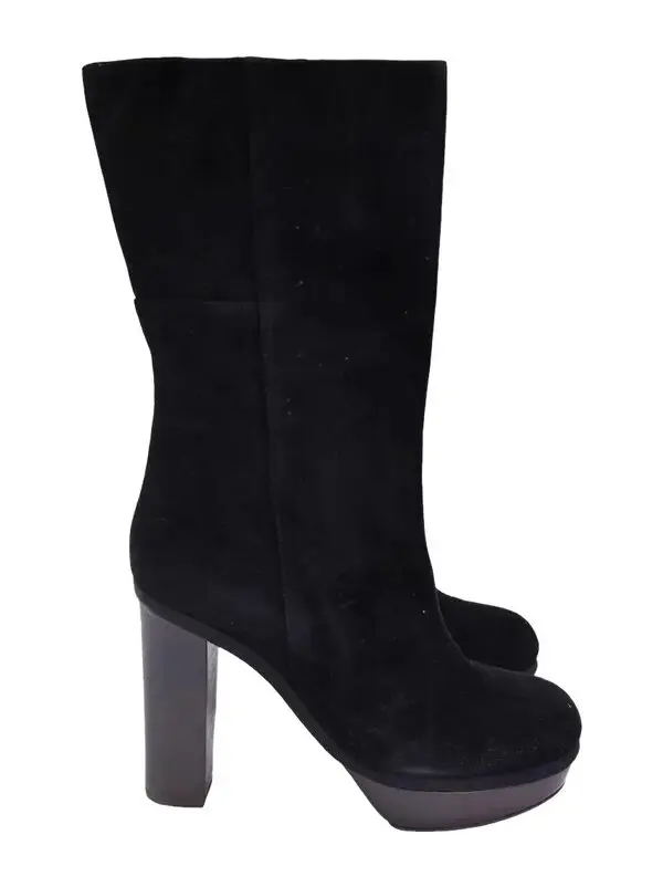 Marni Mid-calf Round Toe Platform Block Heel Boots - Black
