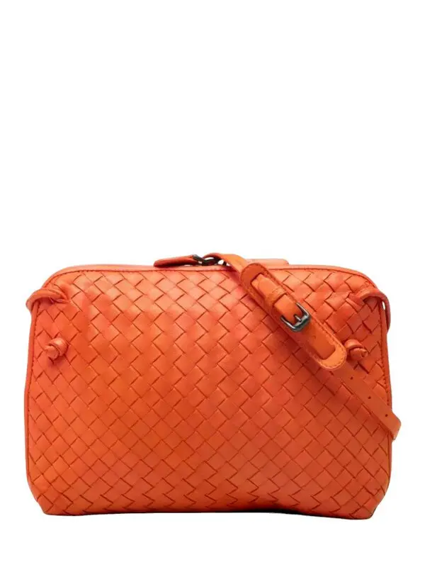 Bottega Veneta Nappa Intrecciato Nodini Crossbody Bag - Orange