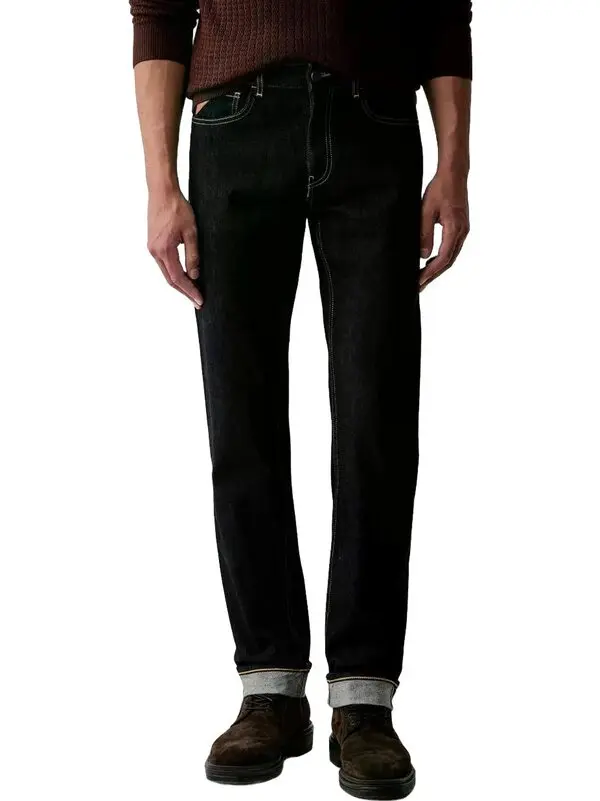 TRUSSARDI Contrast Stitch Regular Jeans - Blue
