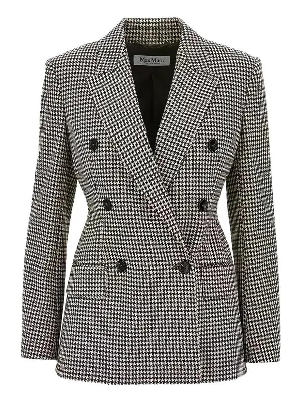 Max Mara Houndstooth Pattern Double-breasted Blazer - Neutrals