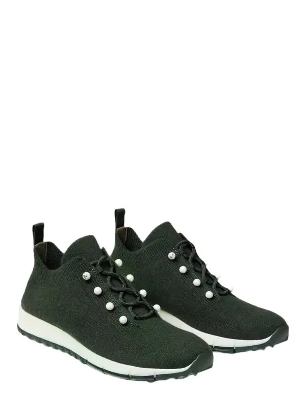 JIMMY CHOO Veles Embellished Knit Sneakers - Green