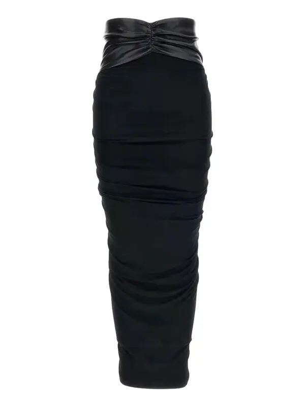 Andamane The Attico Ursula Draped Midi Skirt - Black
