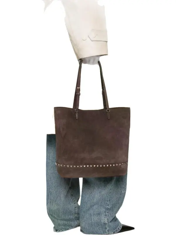 Valentino Garavani Rockstud Suede Tote Bag - Brown