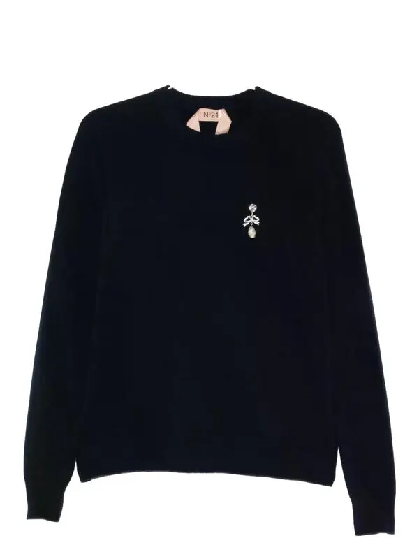 N°21 Crystal Embellished Raglan Sleeve Sweater - Blue