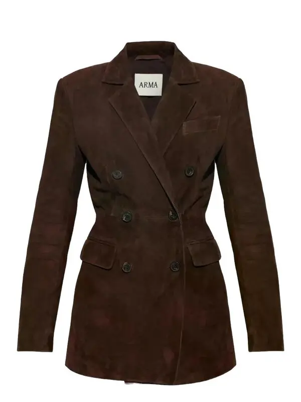 ARMA Safia Double-breasted Suede Jacket - Brown