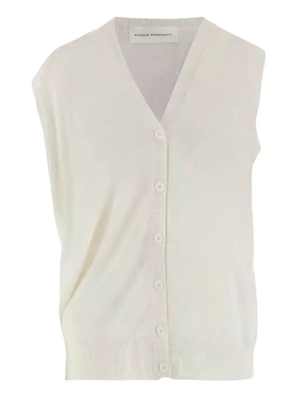 NICCOLO PASQUALETTI Sleeveless V-neck Knit Jacket - Neutrals