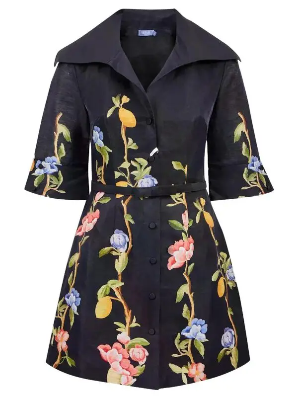 LEO LIN Genevieve Mini Dress With Floral Print - Black