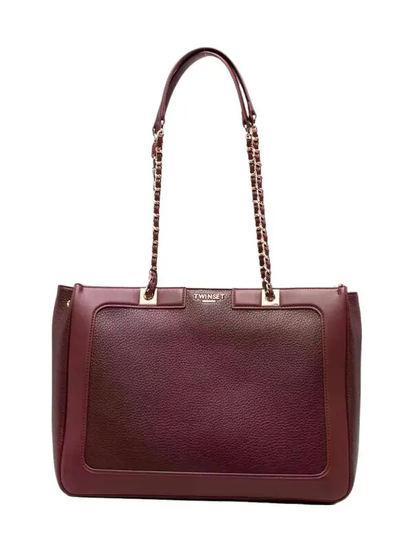 TWINSET Logo Detail Chain Shoulder Bag - Red