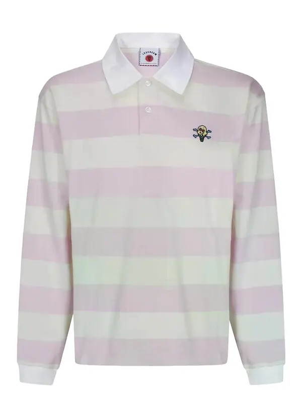 ICECREAM Cones & Bones Striped Rugby Polo Shirt - Pink
