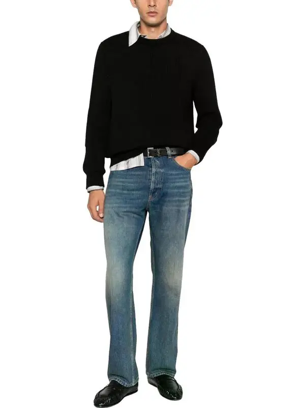 Saint Laurent Ribbed Knit Long-sleeve Sweater - Black
