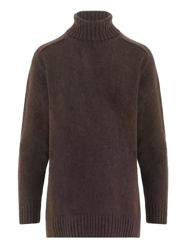 Bruno Manetti Roll Neck Ribbed Trim Sweater - Brown