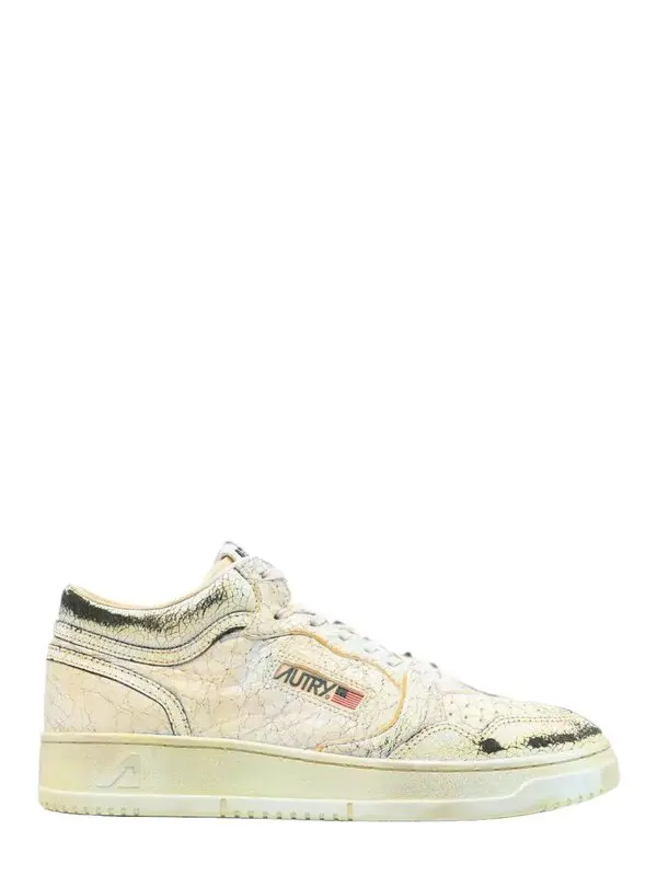 AUTRY Cracked Effect Leather Sneakers - Neutrals