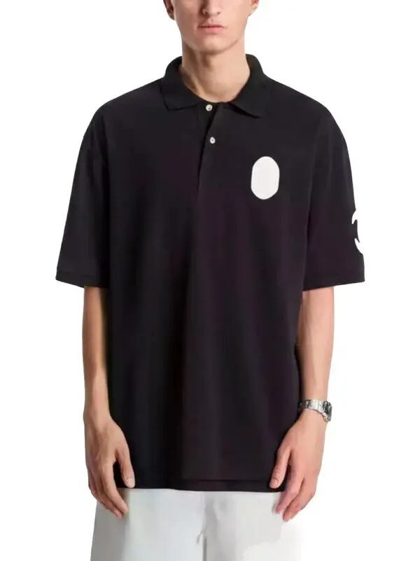A BATHING APE Large Ape Head Relaxed-fit Polo Shirt - Black