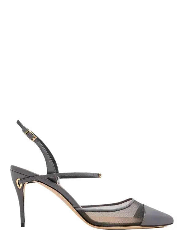 Jennifer Chamandi Vittorio Mesh-panel Slingback Pumps - Grey