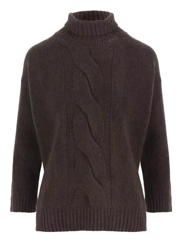 Bruno Manetti Cable Knit Turtleneck Sweater - Brown