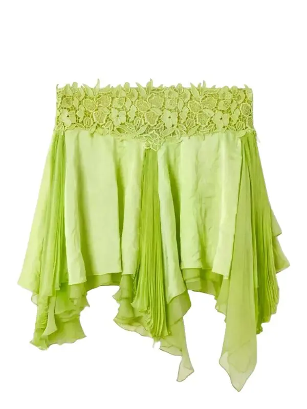 Versace Lace-trim Pleated Mini Skirt - Green