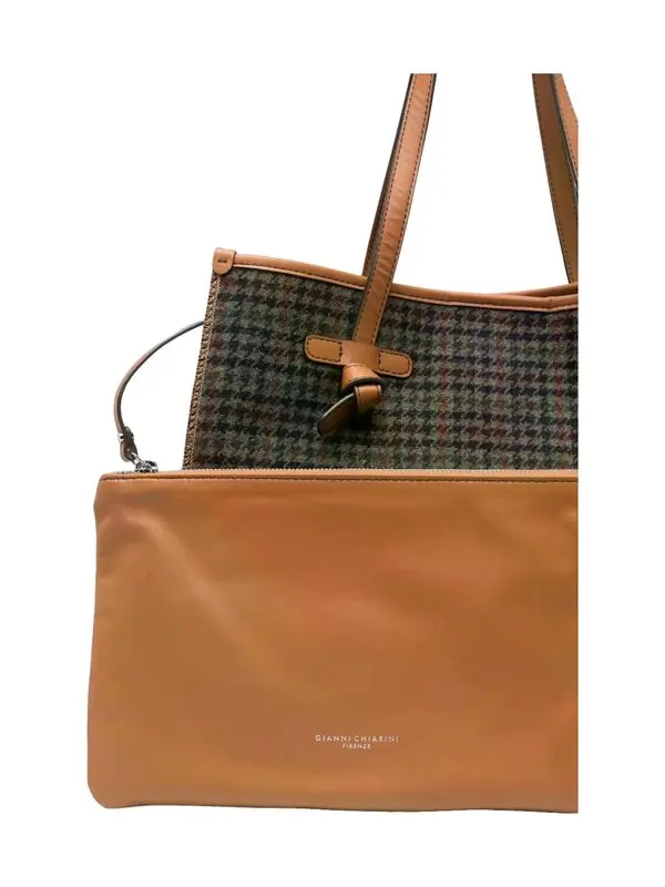 GIANNI CHIARINI Marcella Houndstooth Tote Bag - Green