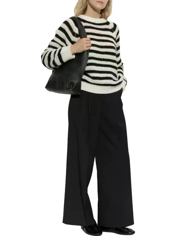 LISA YANG Reni Striped Crew Neck Sweater - White