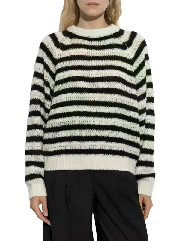 LISA YANG Reni Striped Crew Neck Sweater - White