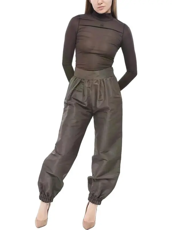 SUPER BLOND Pleated Silk-organza Trousers - Brown