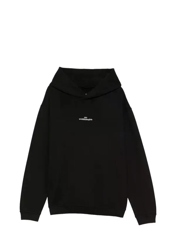 MAISON MARGIELA Logo-embroidered Hoodie - Black
