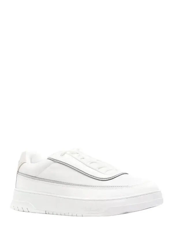 BLAUER. Leather Sneakers With Embossed Logo Detail - White