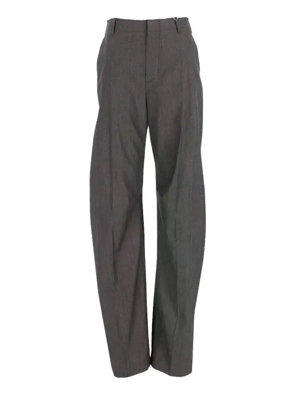 MAISON MARGIELA High-waisted Wide-leg Tailored Trousers With Raw Edge Hem - Grey