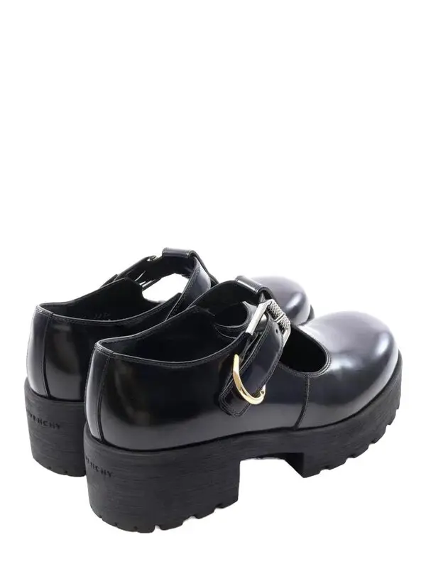 Givenchy Leather Mary Jane Platform Block Heel Shoes - Black